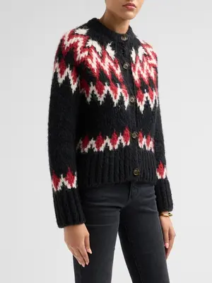 Veronica Beard Christina Fair Isle-inspired Cardigan - Black Multi