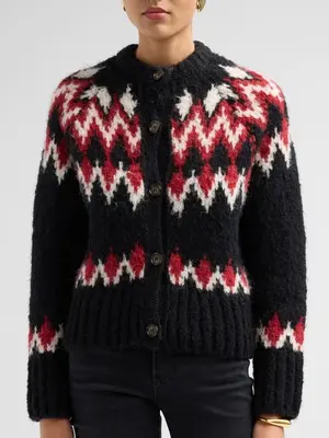 Veronica Beard Christina Fair Isle-inspired Cardigan - Black Multi