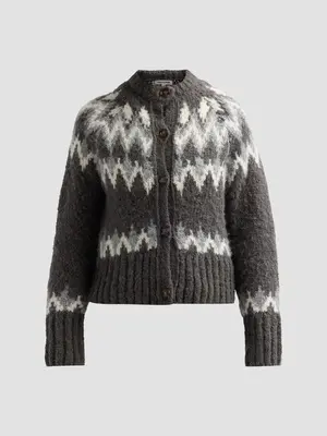 Veronica Beard Christina Fair Isle-inspired Cardigan - Green Shadow Multi
