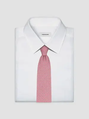 FERRAGAMO Turtles Print Silk Tie - Rosa