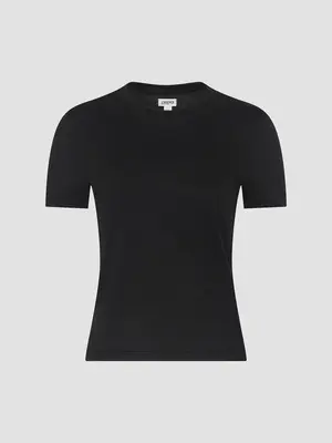 L'Agence Aileen Cotton Crewneck T-shirt - Black