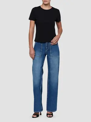 L'Agence Aileen Cotton Crewneck T-shirt - Black