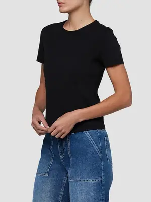 L'Agence Aileen Cotton Crewneck T-shirt - Black