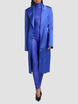 LAQUAN SMITH Peak-lapel Satin Evening Coat
