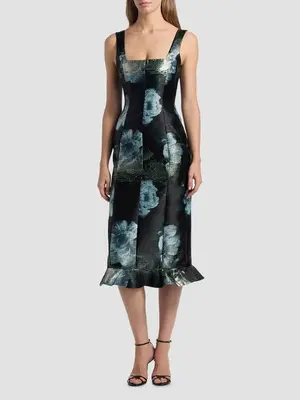 MARKARIAN Tabitha Metallic Floral Brocade Midi-dress