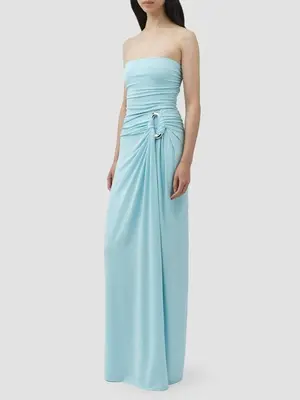 Simkhai Emma Ruched Bustier Gown - Pool