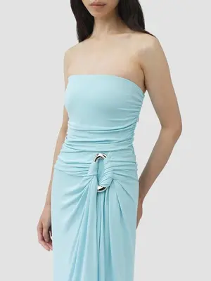 Simkhai Emma Ruched Bustier Gown - Pool