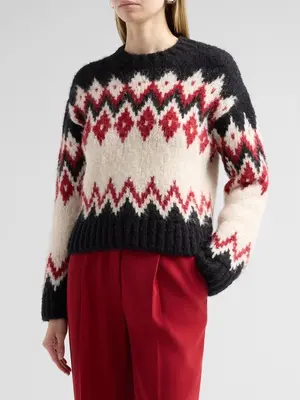 Veronica Beard Jessalyn Fair Isle-inspired Crewneck Sweater