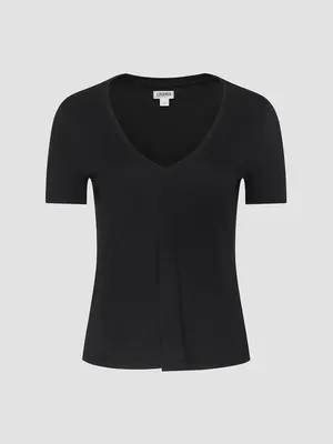 L'Agence Brianna V-neck Relaxed T-shirt - Black