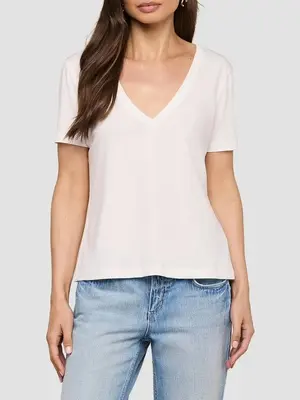 L'Agence Brianna V-neck Relaxed T-shirt - White