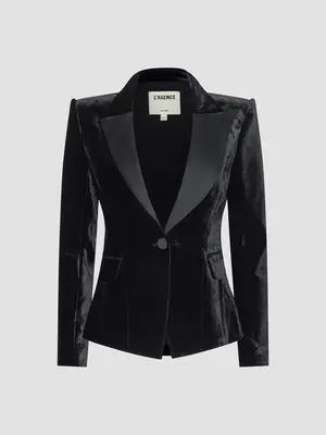L'Agence Philippa Strong-shoulder Tuxedo Blazer