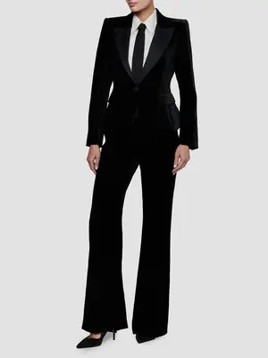 L'Agence Philippa Strong-shoulder Tuxedo Blazer
