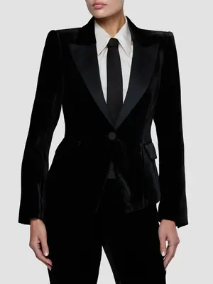 L'Agence Philippa Strong-shoulder Tuxedo Blazer
