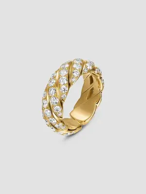 David Yurman Sculpted Cable Flex Band Ring In 18k Yellow Gold
