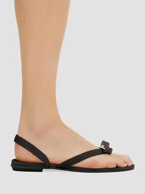 FERRAGAMO Jealsa Grosgrain-effect Flat Sandals