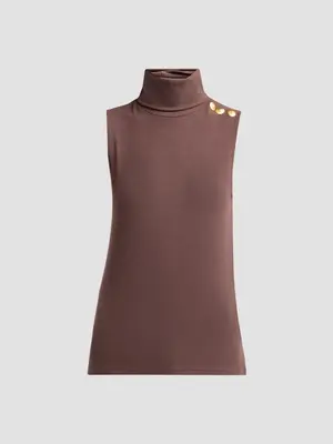 L'AGENCE Ceci Sleeveless Turtleneck Top - Dark Java Gold