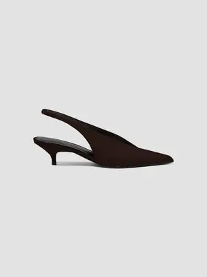 Proenza Schouler Slash 40mm Suede Slingback Pumps - Chocolate
