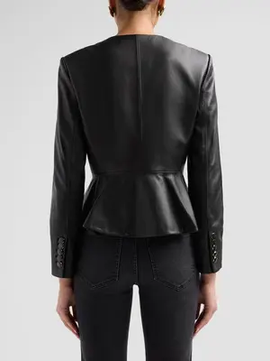 Veronica Beard Quinn Leather Peplum Jacket