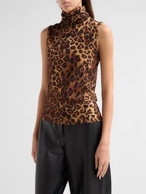 L'Agence Ceci Leopard-print Sleeveless Top
