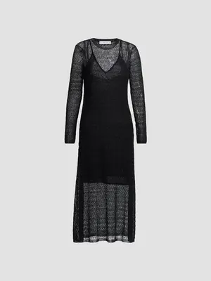 Proenza Schouler White Label Miriam Sheer Crochet Maxi Dress - Black