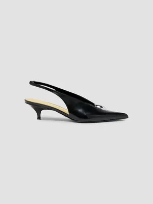 Proenza Schouler Dome Slash 40mm Leather Slingback Pumps Black