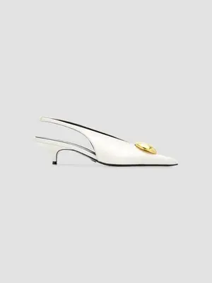 Proenza Schouler Dome Slash 40mm Leather Slingback Pumps - Ivory