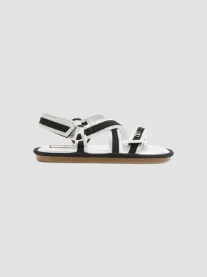 Valentino Garavani Lake Powell Sandals With Crochet Embroidery Black Silver