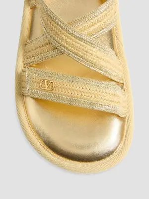 Valentino Garavani Lake Powell Sandals With Crochet Embroidery - Shell Gold