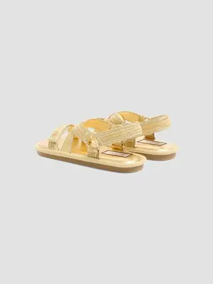 Valentino Garavani Lake Powell Sandals With Crochet Embroidery - Shell Gold