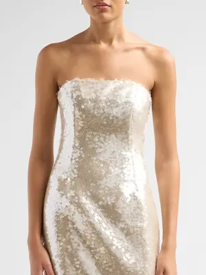 LAQUAN SMITH Strapless Lace-up Corset Gown