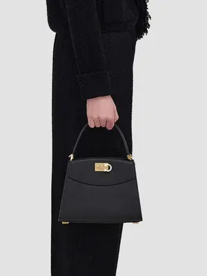 FERRAGAMO Studio Box Leather Top Handle Bag