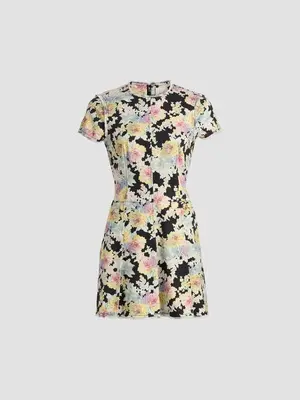Cinq À Sept Ikat Bouquet Nova Floral Denim Minidress