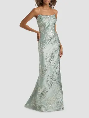 Rene Ruiz Collection Brocade Strapless Column Gown