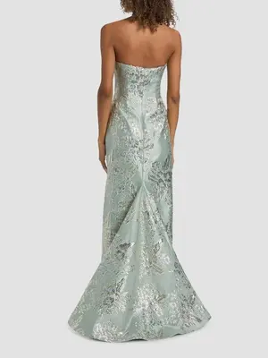 Rene Ruiz Collection Brocade Strapless Column Gown
