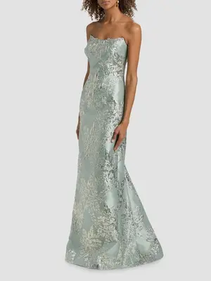 Rene Ruiz Collection Brocade Strapless Column Gown