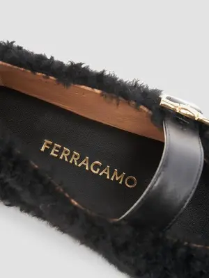 FERRAGAMO Nena Wool Buckle Flats