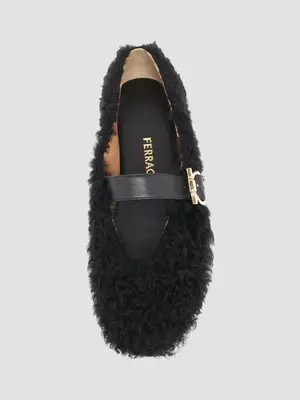 FERRAGAMO Nena Wool Buckle Flats