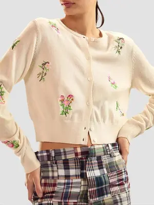 Cynthia Rowley Forget Me Not Embroidered Floral Cardigan - White Multi