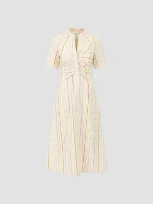 CALLAS MILANO Noor Short Sleeve Shirt-dress - Yellow Multi