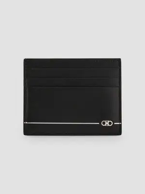 FERRAGAMO Gancini Leather Card Holder - Nero