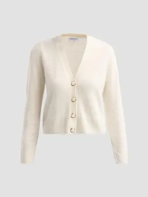 Veronica Beard Solene Brushed Cashmere V-neck Cardigan - Ivory