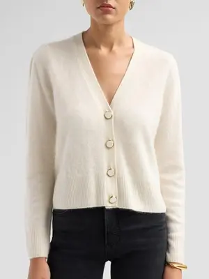 Veronica Beard Solene Brushed Cashmere V-neck Cardigan