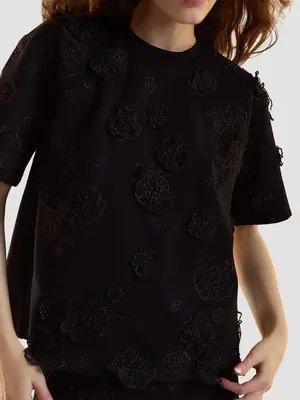 Cynthia Rowley 3d Appliqué Floral Top