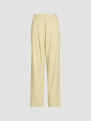 Proenza Schouler White Label Taya Pleated Cotton-blend Pants - Straw