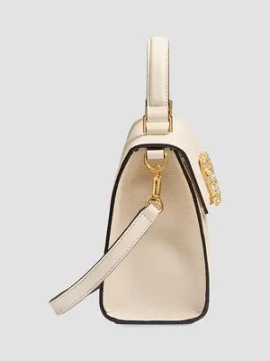 Valentino Garavani Vsling Small Top Handle Bag In Grainy Calfskin - Ivory