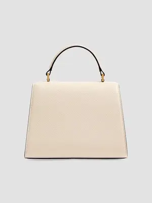 Valentino Garavani Vsling Small Top Handle Bag In Grainy Calfskin - Ivory