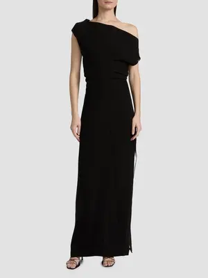 Proenza Schouler Rosina Asymmetric Double Crepe Column Gown - Black