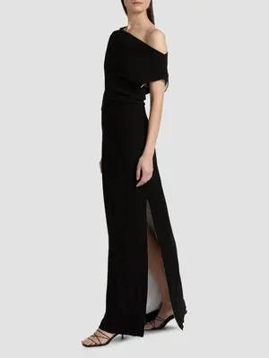 Proenza Schouler Rosina Asymmetric Double Crepe Column Gown - Black