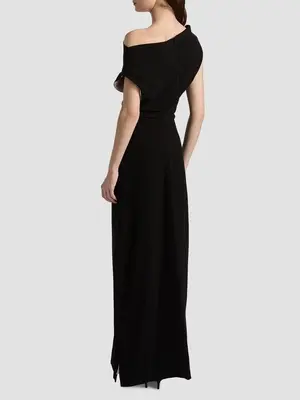 Proenza Schouler Rosina Asymmetric Double Crepe Column Gown - Black