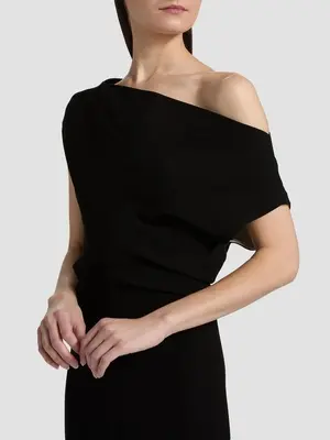Proenza Schouler Rosina Asymmetric Double Crepe Column Gown - Black